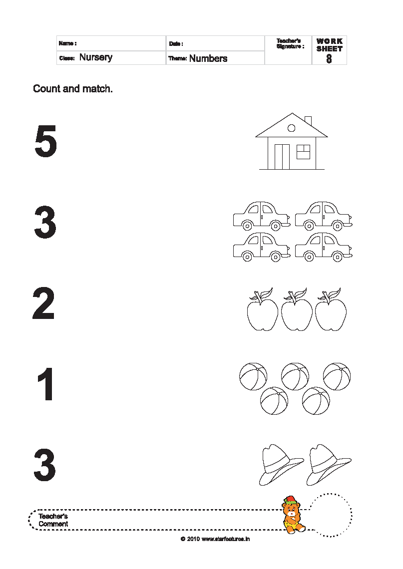 Free Pre Primary Worksheets
